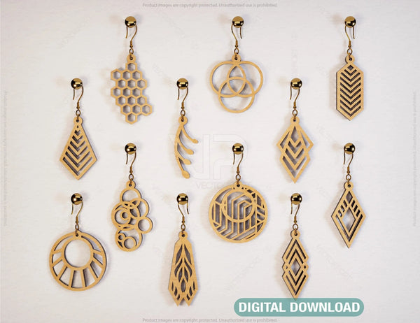Different Shape Pendants Laser cut Earrings SVG Earring Template Silho ...