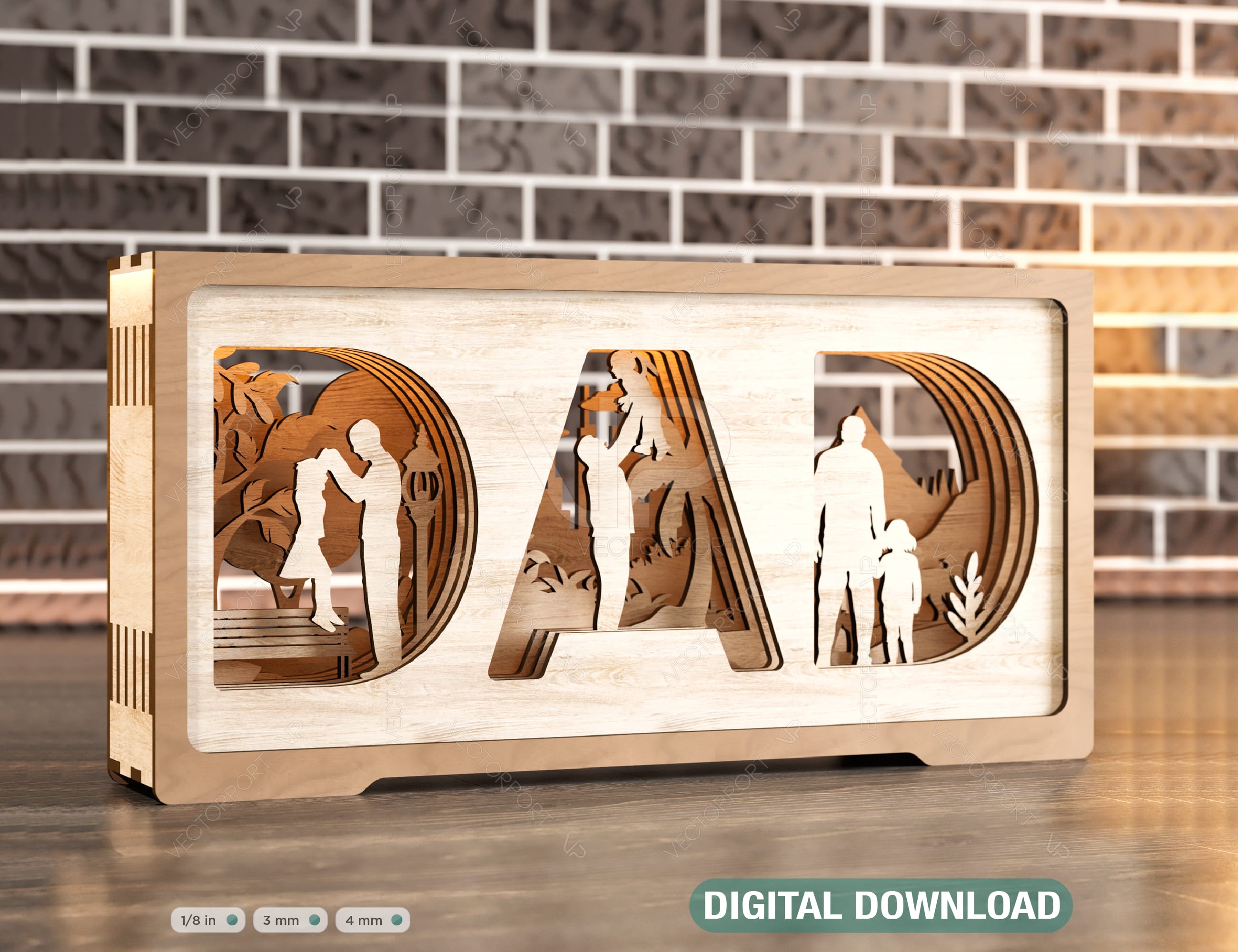 Multilayer Standing Dad and daughter 3D Happy Father’s Day Gift for Da ...