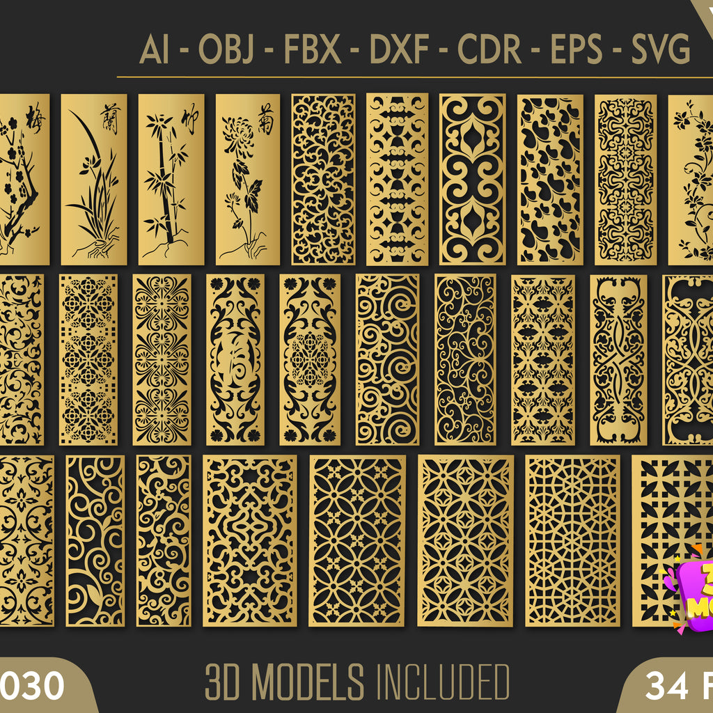 Abstract Pattern Panel Templates CNC Laser Cutting File | SVG, DXF, AI ...