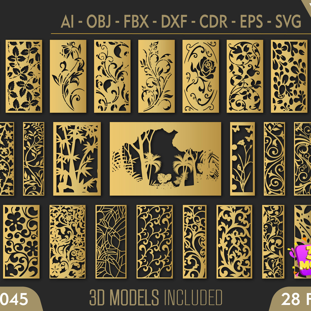 Decorative Abstract Pattern Panel Templates SVG CNC Laser Cutting File ...