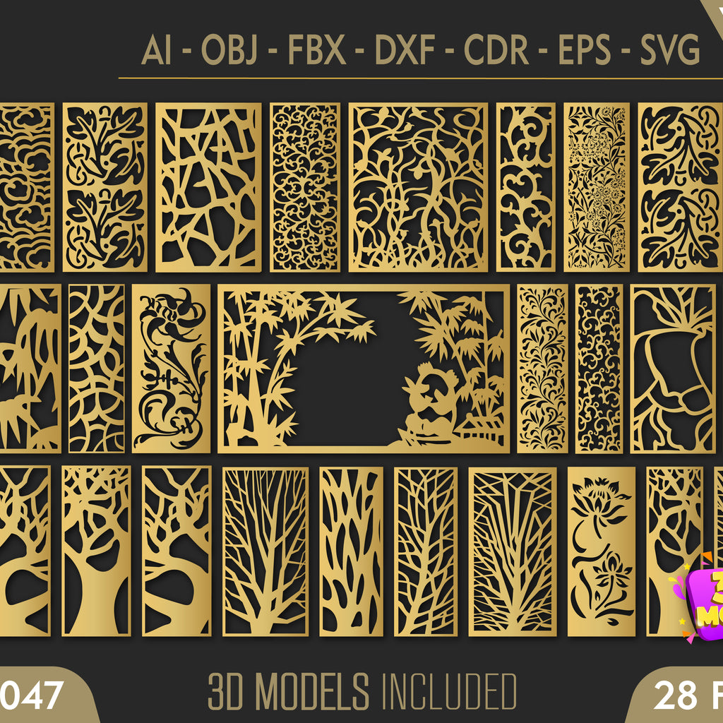 Decorative Tree Pattern Panel Templates SVG CNC Laser Cutting File | S ...
